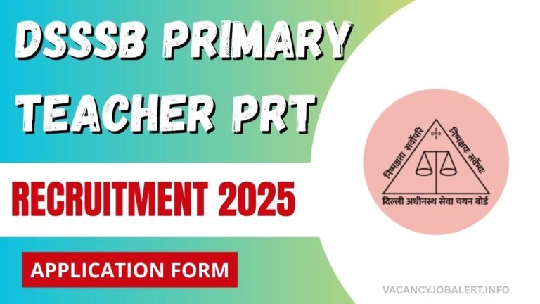 DSSSB Primary Teacher PRT Recruitment 2025 - Vacancy Job Alert
